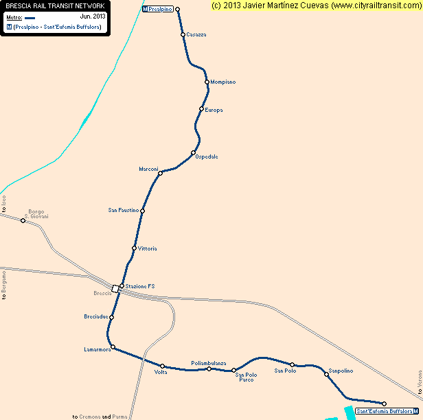 Brescia Real Distance Metro Map